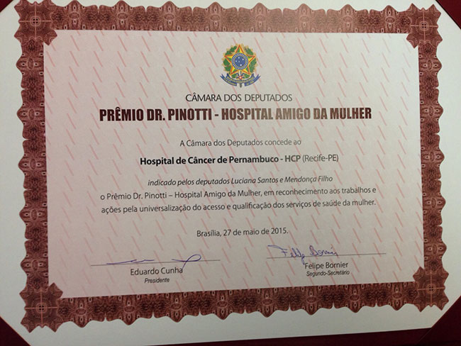 Prêmio na Câmara dos Deputados é recebido com orgulho - HCP - Hospital ...